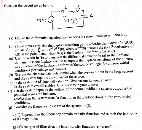 Consider the circuit given below. (a) Derive the | Chegg.com