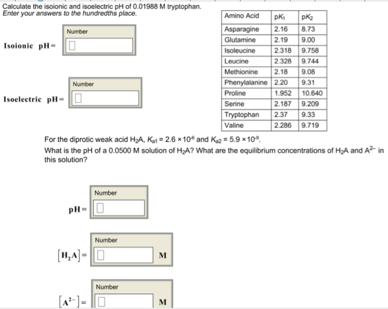 Solved Calculate the isoionic and isoelectric pH of 0.01988 | Chegg.com