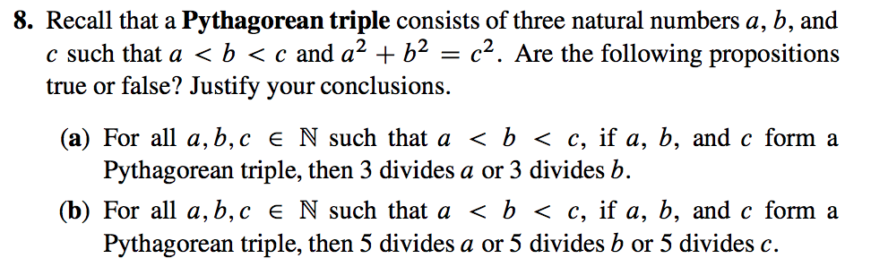 Solved 8. Recall that a Pythagorean triple consists of three | Chegg.com