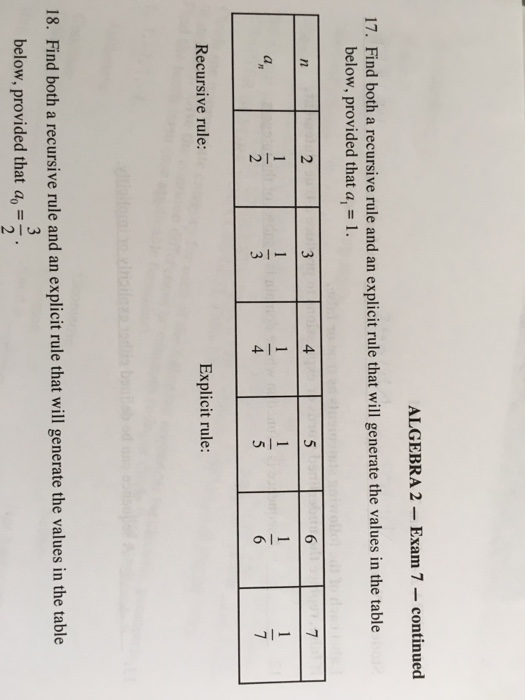 Solved Find both a recursive rule and an explicit rule that | Chegg.com