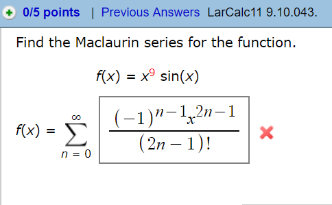 Solved Find the Maclaurin series for the function. f(x) = | Chegg.com