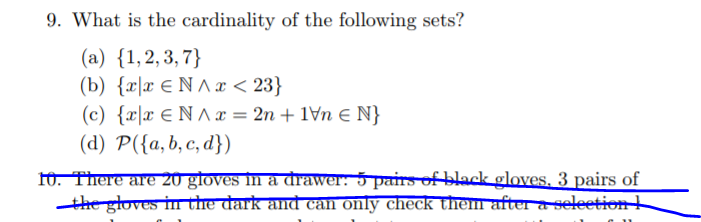 Solved 9. What is the cardinality of the following sets? (a) | Chegg.com