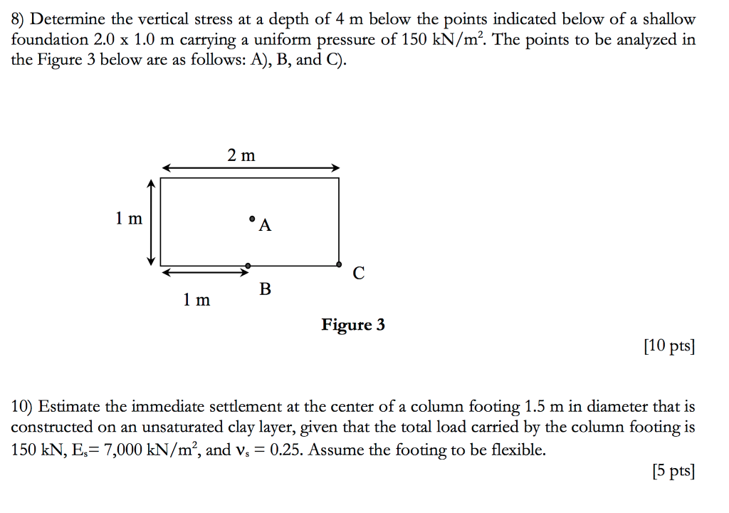 Solved 8) Determine the vertical stress at a depth of 4 m | Chegg.com