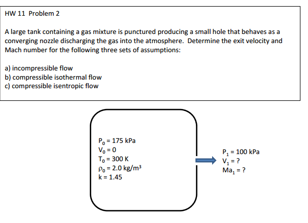 Solved A large tank containing a gas mixture is punctured | Chegg.com
