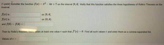 Solved Consider the function f(x)=x^2-4x+7 on the interval | Chegg.com