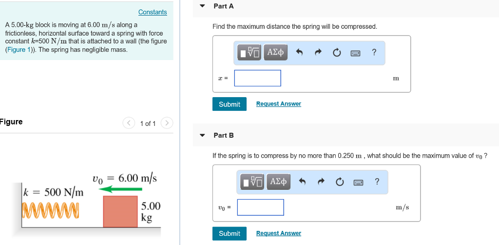 Solved ? Part A Constants A 5.00-kg block is moving at 6.00 | Chegg.com Solved ? Part A Constants A 5.00-kg block is moving at 6.00 | Chegg.com