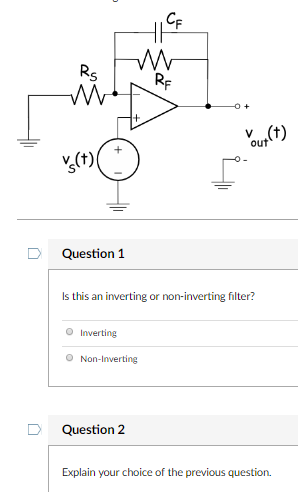 Solved RF 1 out V(t) D Question 1 Is this an inverting or | Chegg.com