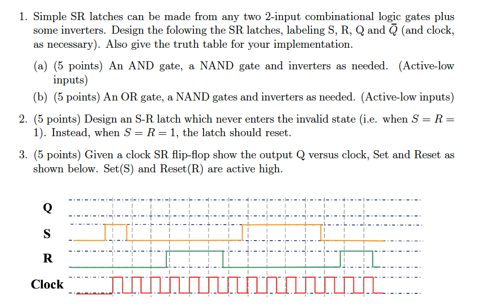 1. Simple SR latches can be made from any two 2-input | Chegg.com