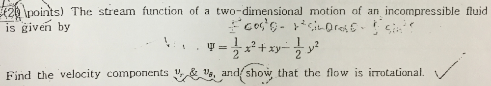 Solved The stream function of a two-dimensional motion of an | Chegg.com