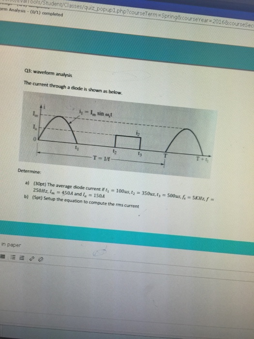 Solved The current through a diode as shown as below. | Chegg.com