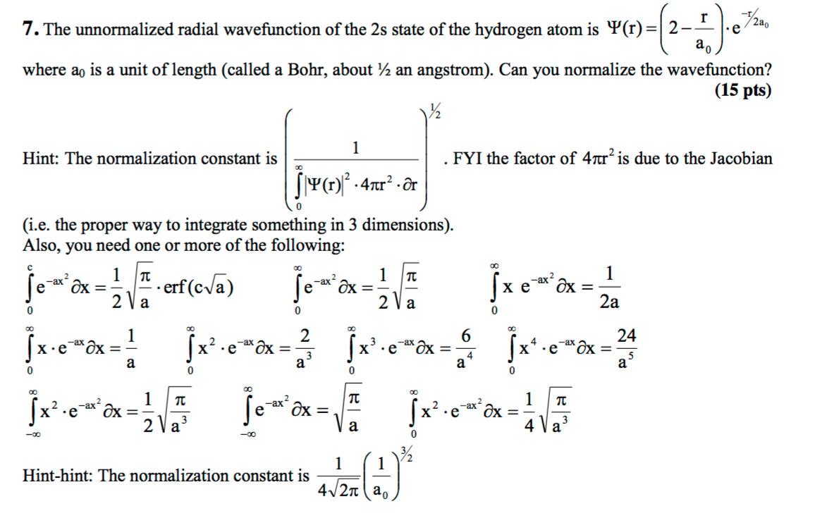The Unnormalized Radial Wavefunction Of The 2s State
