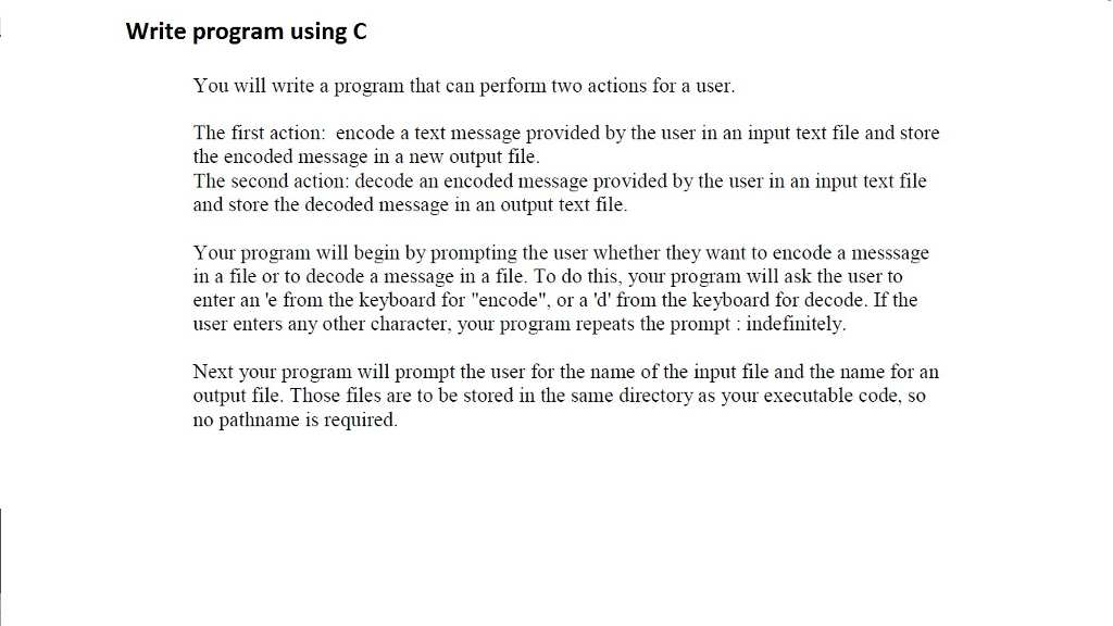 Solved Write Program Using C You Will Write A Program That 2960