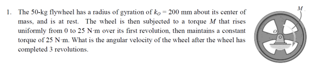 Solved The 50-kg flywheel has a radius of gyration of k_0 | Chegg.com