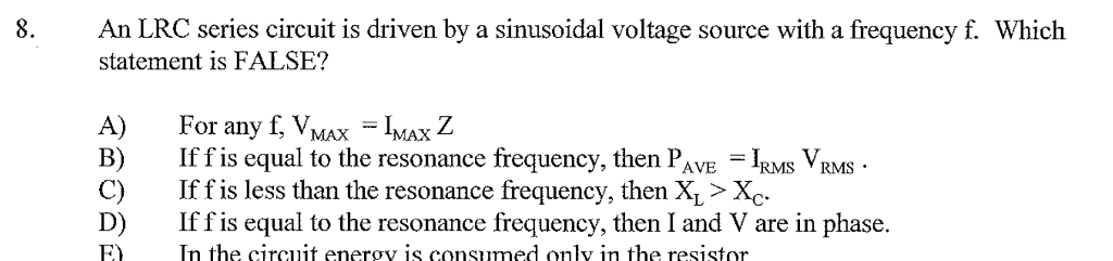 Solved An LRC series circuit is driven by a sinusoidal | Chegg.com