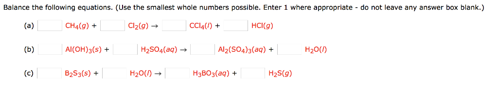 Solved Balance the following equations. (Use the smallest | Chegg.com