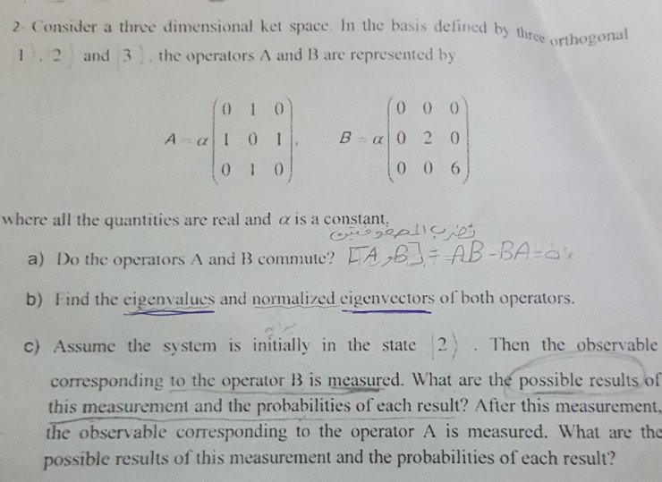 Solved sis defined by three 2 Consider a three dimensional | Chegg.com