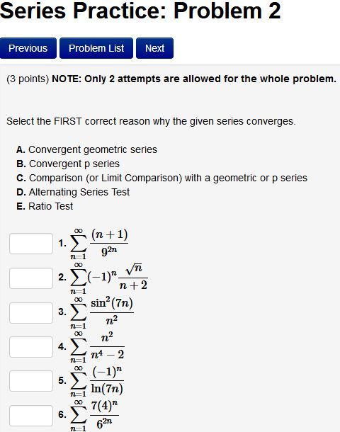 Solved Series Practice: Problem 2 Previous Problem List Next | Chegg.com
