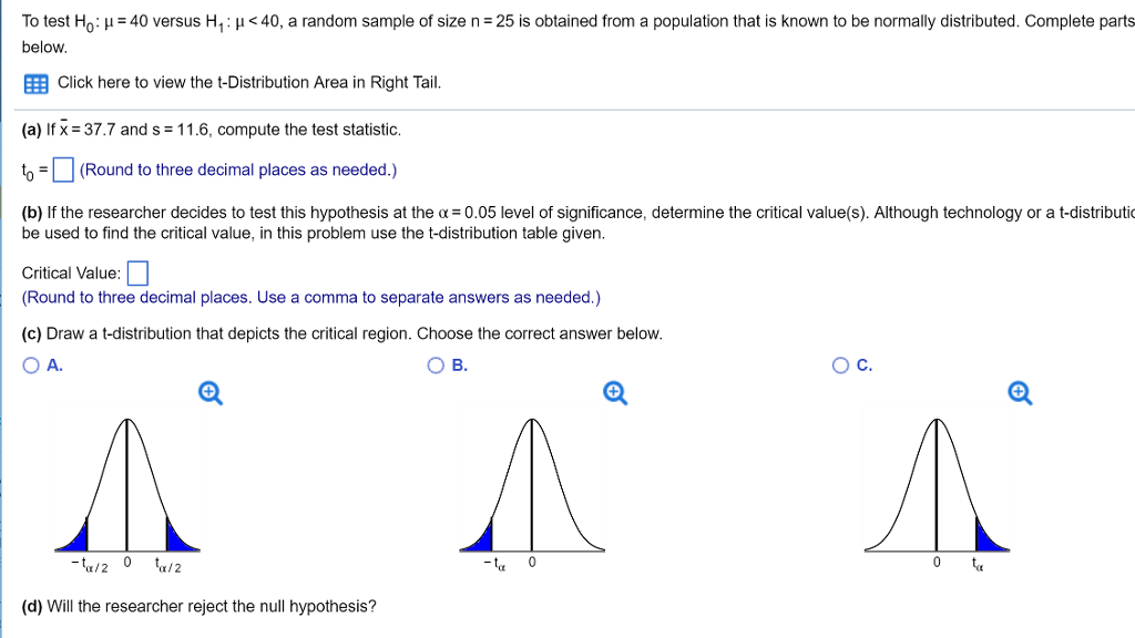 Solved To test Upper H 0H0 : muμequals=40 versus Upper H | Chegg.com