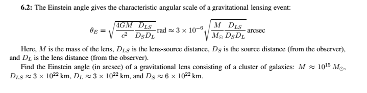 Solved The Einstein angle gives the characteristic angular | Chegg.com
