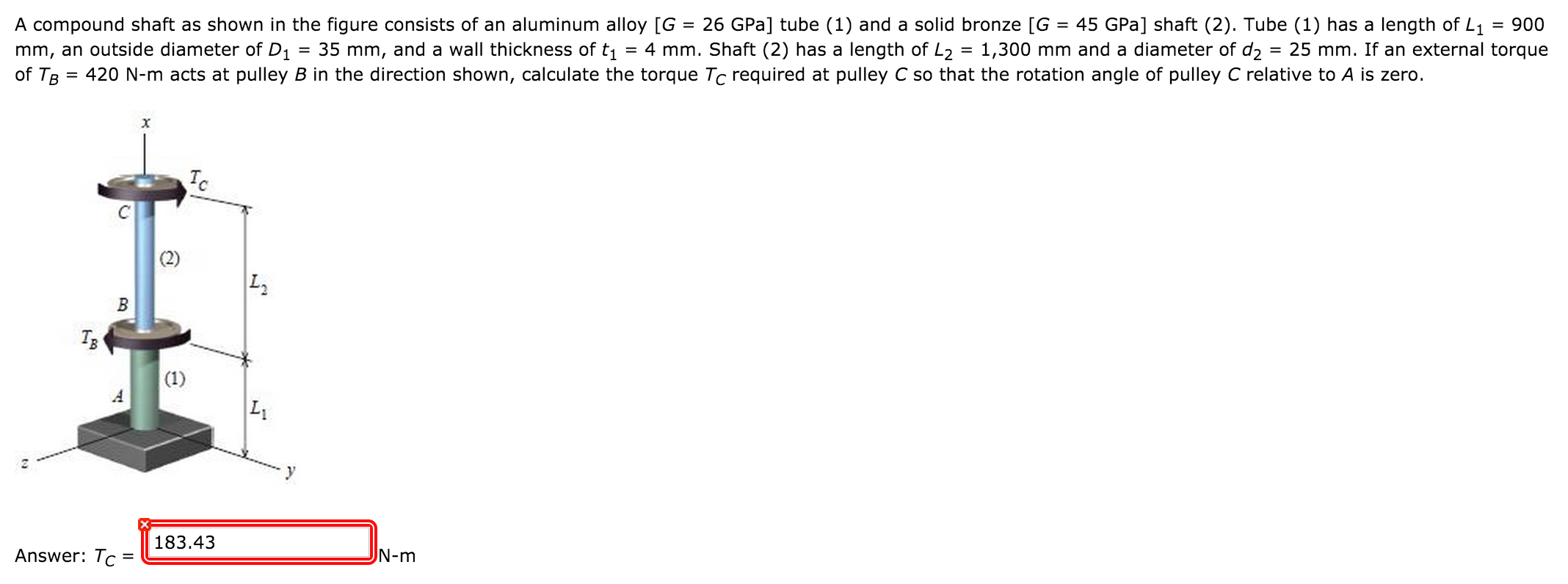 Solved A compound shaft as shown in the figure consists of | Chegg.com