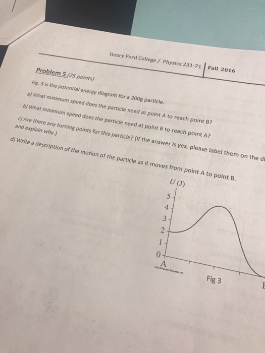 Solved Henry Ford College Physics 231-71 Fall 2016 Problem | Chegg.com