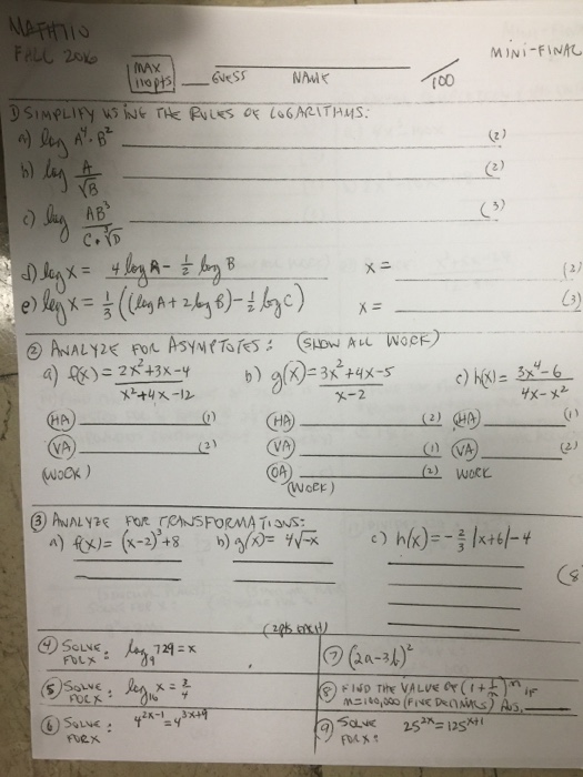 Solved Simplify in the rules of logarithms " a) log A^y. | Chegg.com