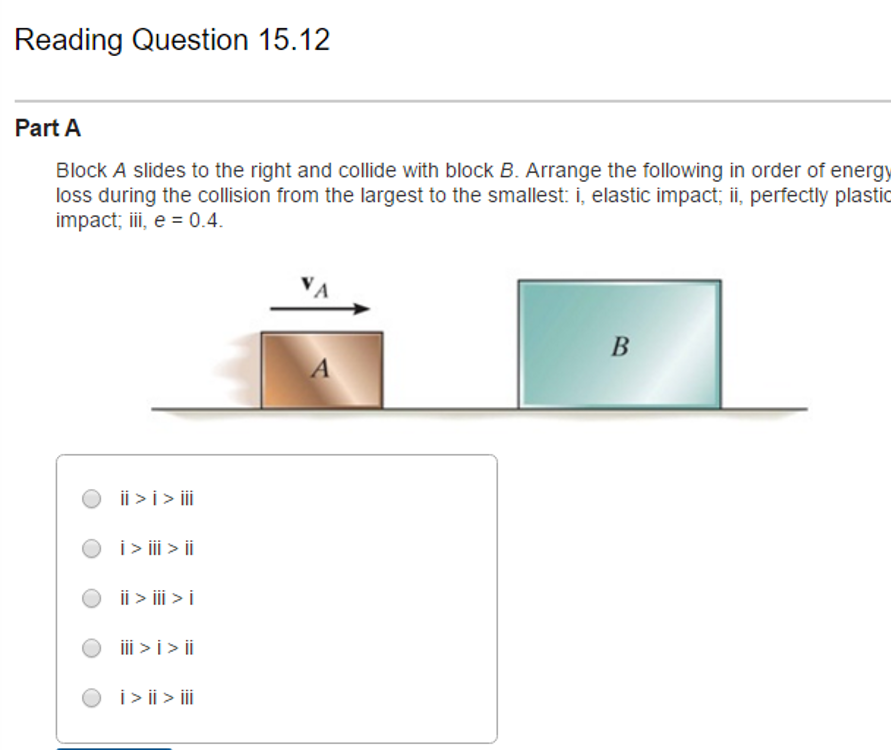 Solved Block A slides to the right and collide with block B. | Chegg.com