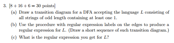 Solved 3. (a) Draw a transition diagram for a DFA accepting | Chegg.com