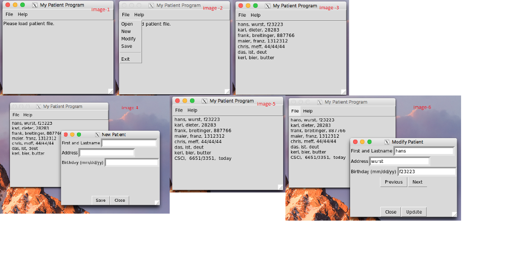 GUI Development. Implement a patient management | Chegg.com