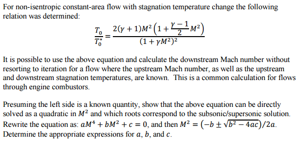 For non-isentropic constant-area flow with stagnation | Chegg.com