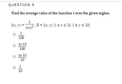 Solved QUESTION 9 Find the average value of the function f | Chegg.com