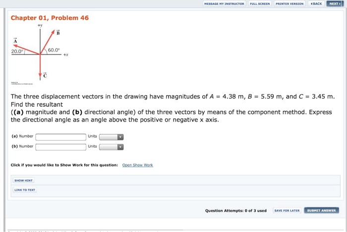 Solved The three displacement vectors in the drawing have | Chegg.com