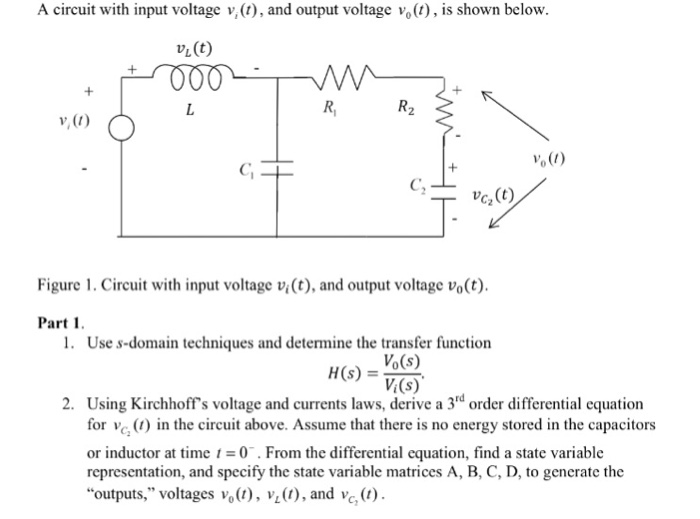 Solved A circuit with input voltage v_i(t), and output | Chegg.com