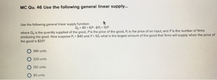 Solved Use the following general linear demand relation Od- | Chegg.com
