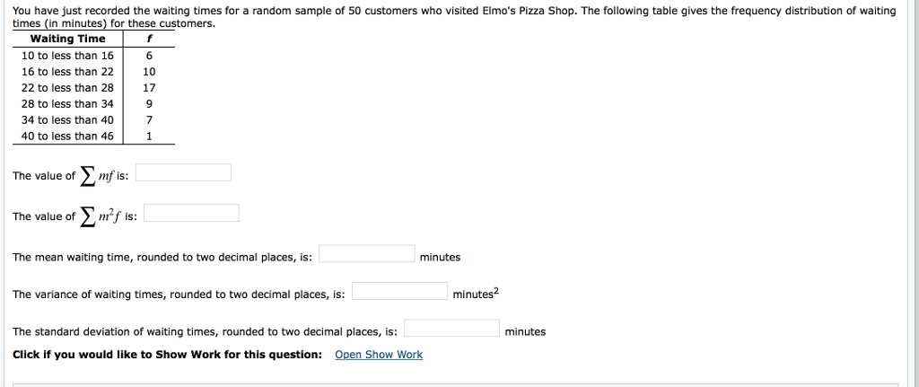 Solved You have just recorded the waiting times for a random | Chegg.com