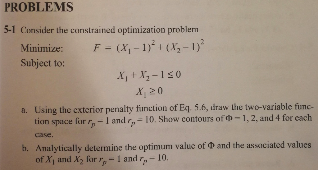 PROBLEMS 5-1 Consider the constrained optimization | Chegg.com