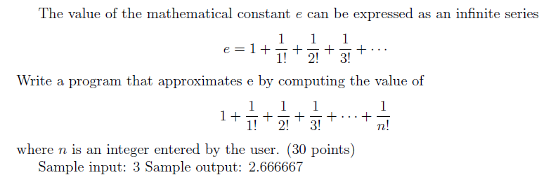 Solved The value of the mathematical constant e can be | Chegg.com