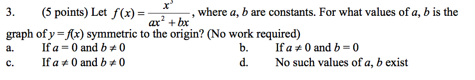 Solved Let f(x) = x^3/ax^2 + bx, where a, b are constants. | Chegg.com