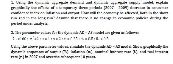 Solved 1. Using the dynamic aggregate demand and dynamic | Chegg.com