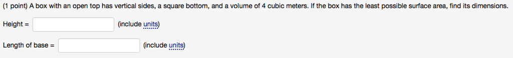 Solved A box with an open top has verticle sides, a square | Chegg.com