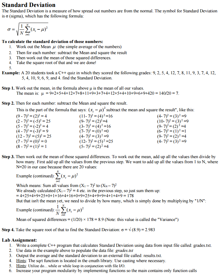 Solved The Standard Deviation is a measure of how spread out | Chegg.com