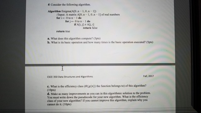 Solved Consider The Following Algorithm Algorithm 