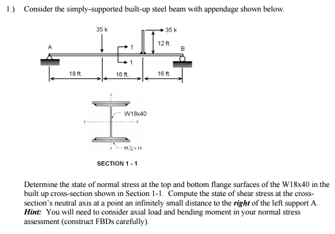 Solved W18 x 40 A = 11.8 in2 I = 612in4 d = 17.9in | Chegg.com