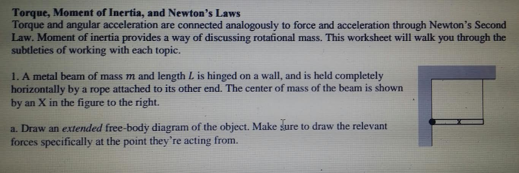 Solved Torque, Moment of Inertia, and Newton's Laws Torque | Chegg.com