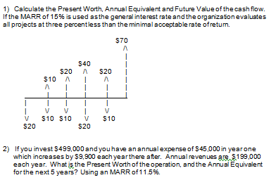 Solved 1) Calculate the Present Worth, Annual Equivalent and | Chegg.com