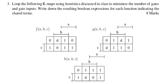 Solved 3. Loop the following K-maps using heuristics | Chegg.com