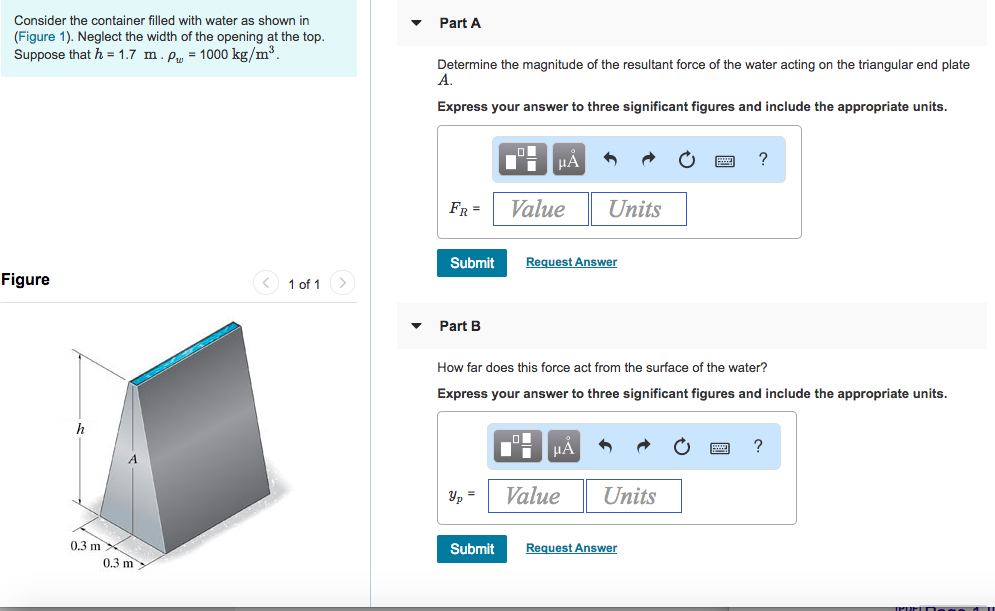 Solved Consider the container filled with water as shown in | Chegg.com