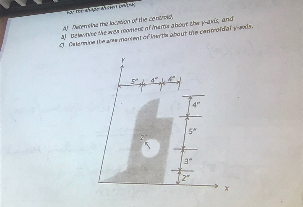Solved For the shape shown below A) Determine the location | Chegg.com