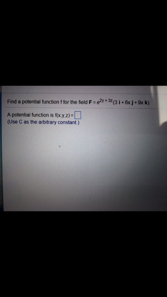 Solved Find a potential function f for the field F = e^2y + | Chegg.com