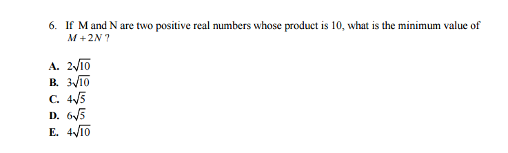 Solved If M and N are two positive real numbers whose | Chegg.com